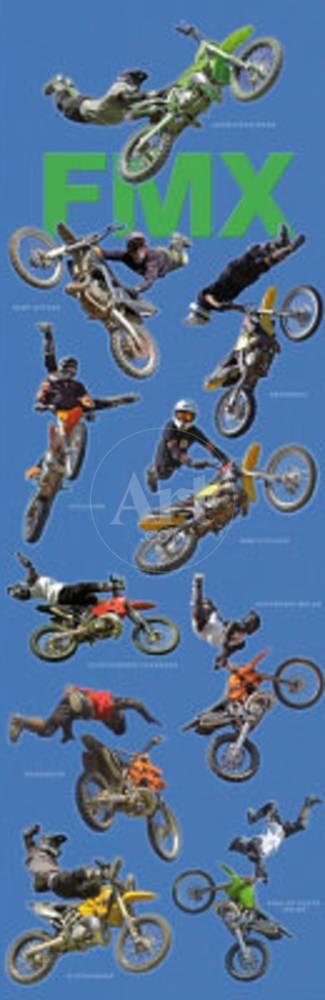 Freestyle Motocross Riders in Air, FMX Sports Poster Print Poster 12x36 ...