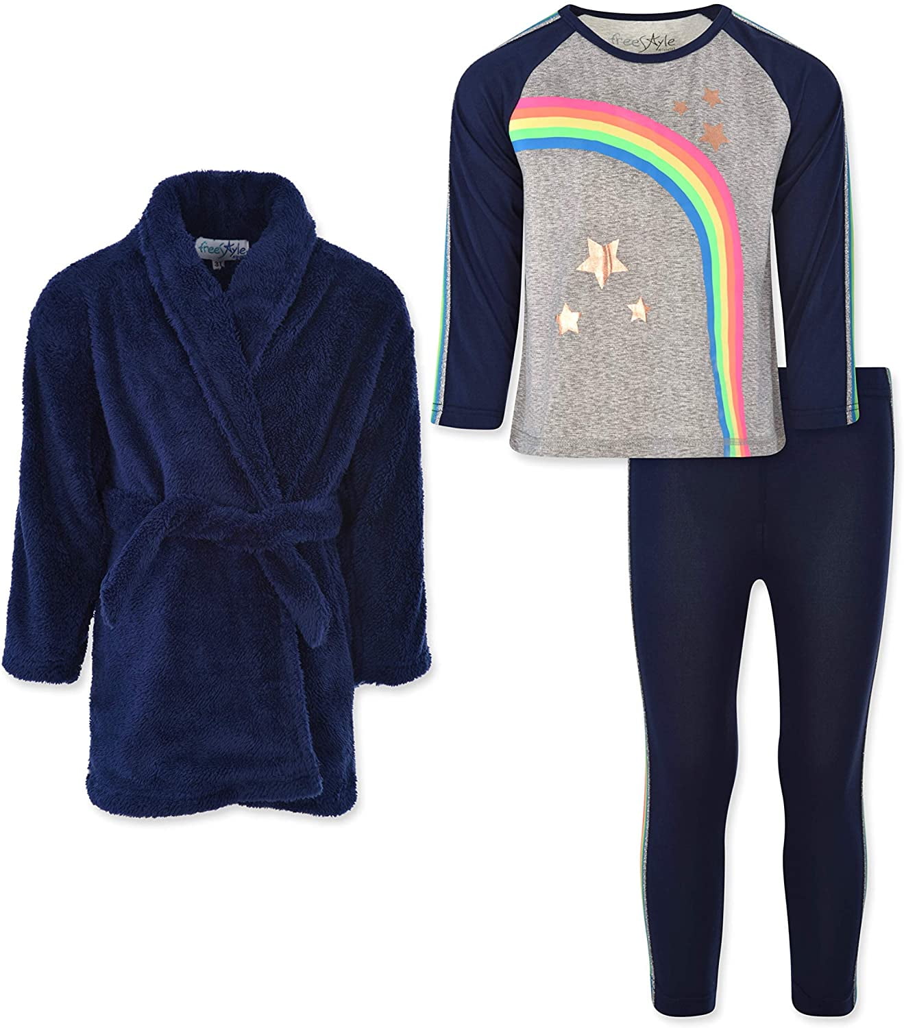 Freestyle Revolution girls Toddler & Big Girl's 3 Piece Pajama & Robe ...