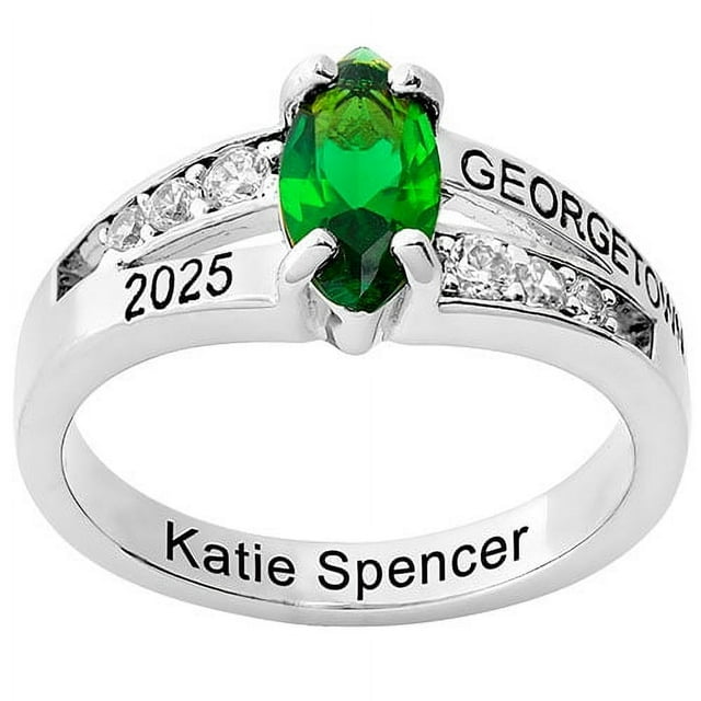 Order Now for 2025 Graduation, Freestyle Class Rings Emerald Sterling ...