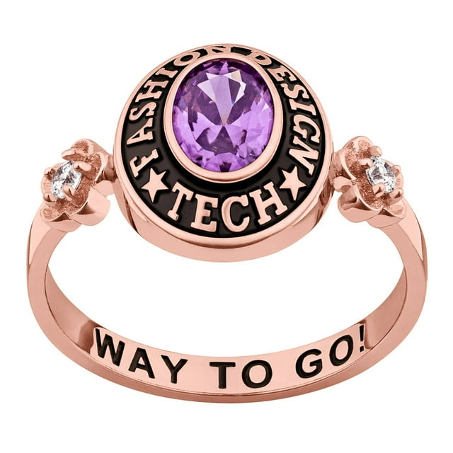 Order Now For 2025 Graduation Freestyle Womens Oval Birthstone With Cz Flowers Class Ring