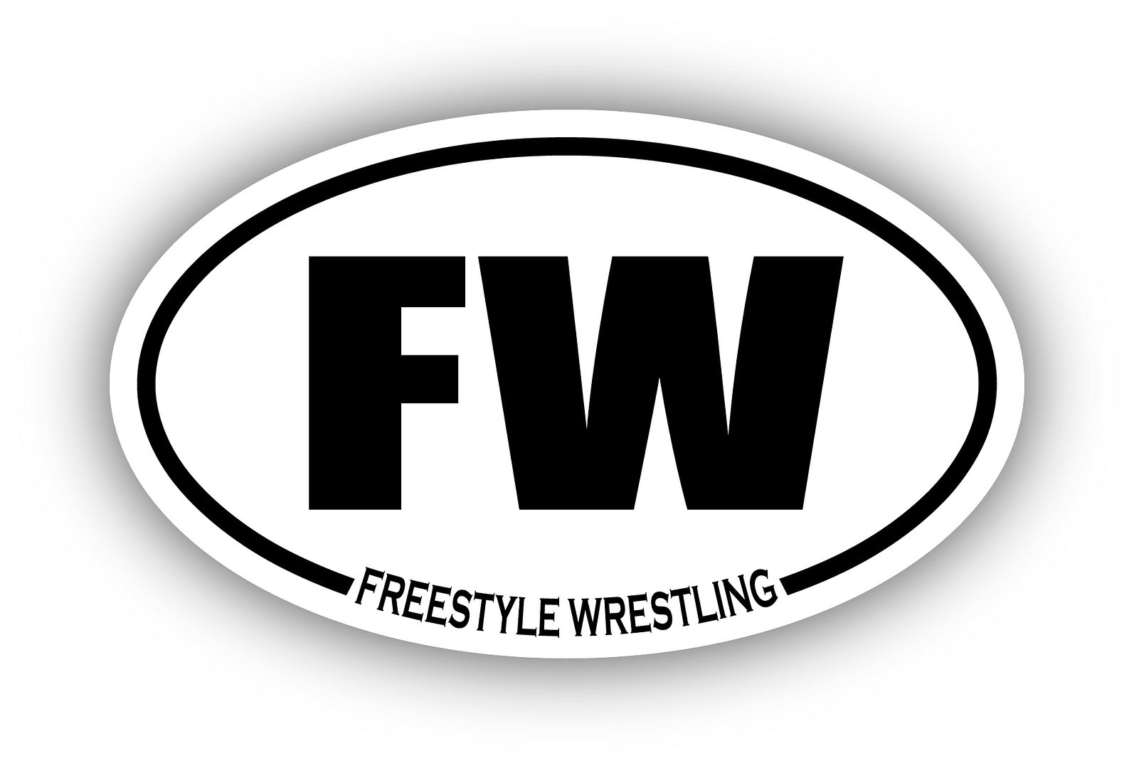 Freestyle Wrestling FW Oval Bumper Sticker 3M Vinyl Decal 3 in x 5 in ...