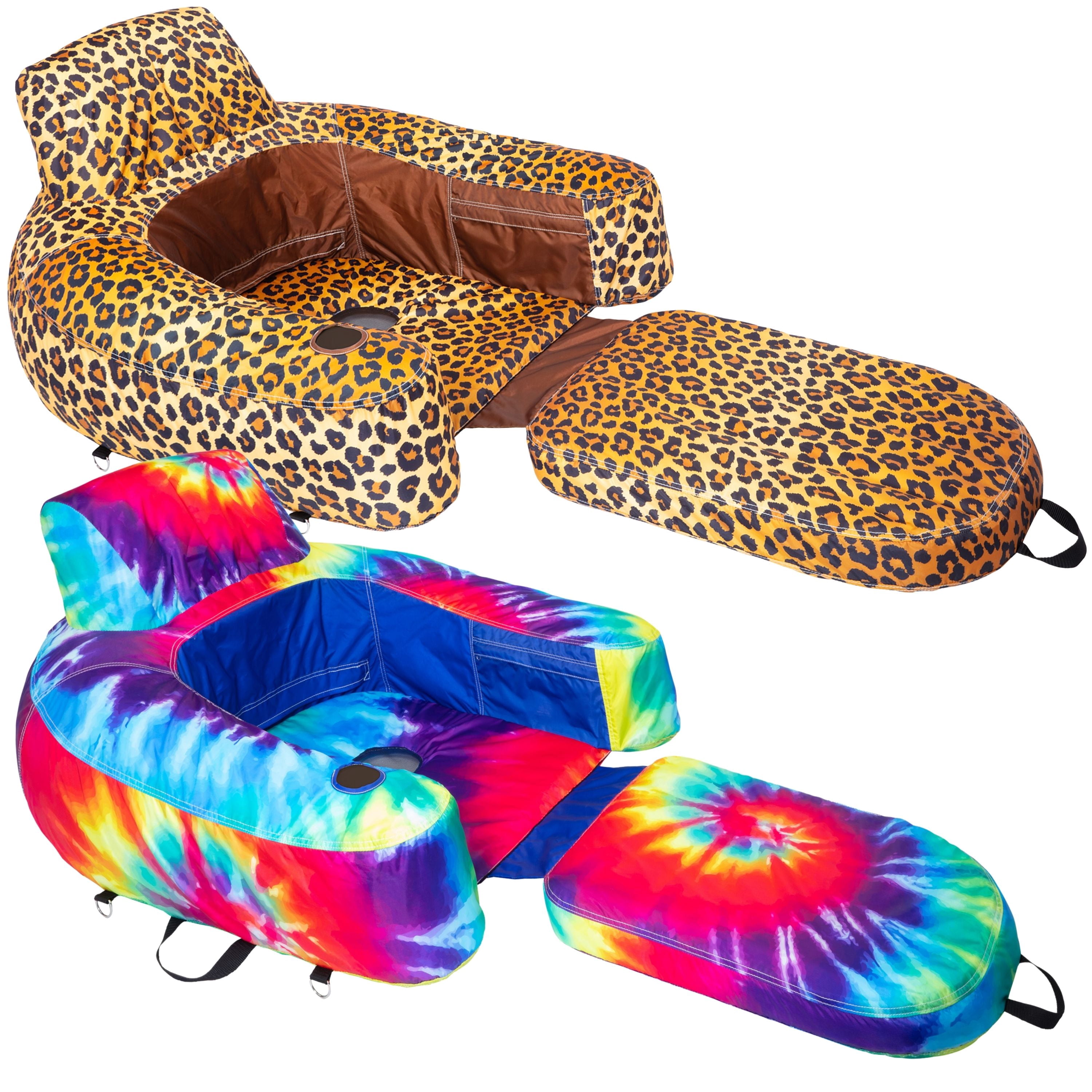 Freetime Fun Designer Adult Pool Floatie Lounger with Cup Holder for ...