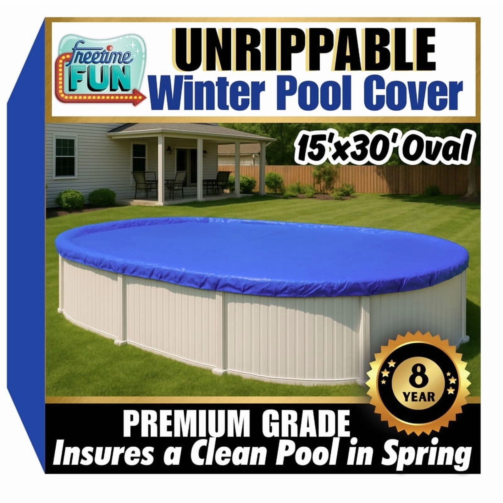 Freetime Fun Premium Winter Pool Cover 15'x30' Oval for Above Ground ...