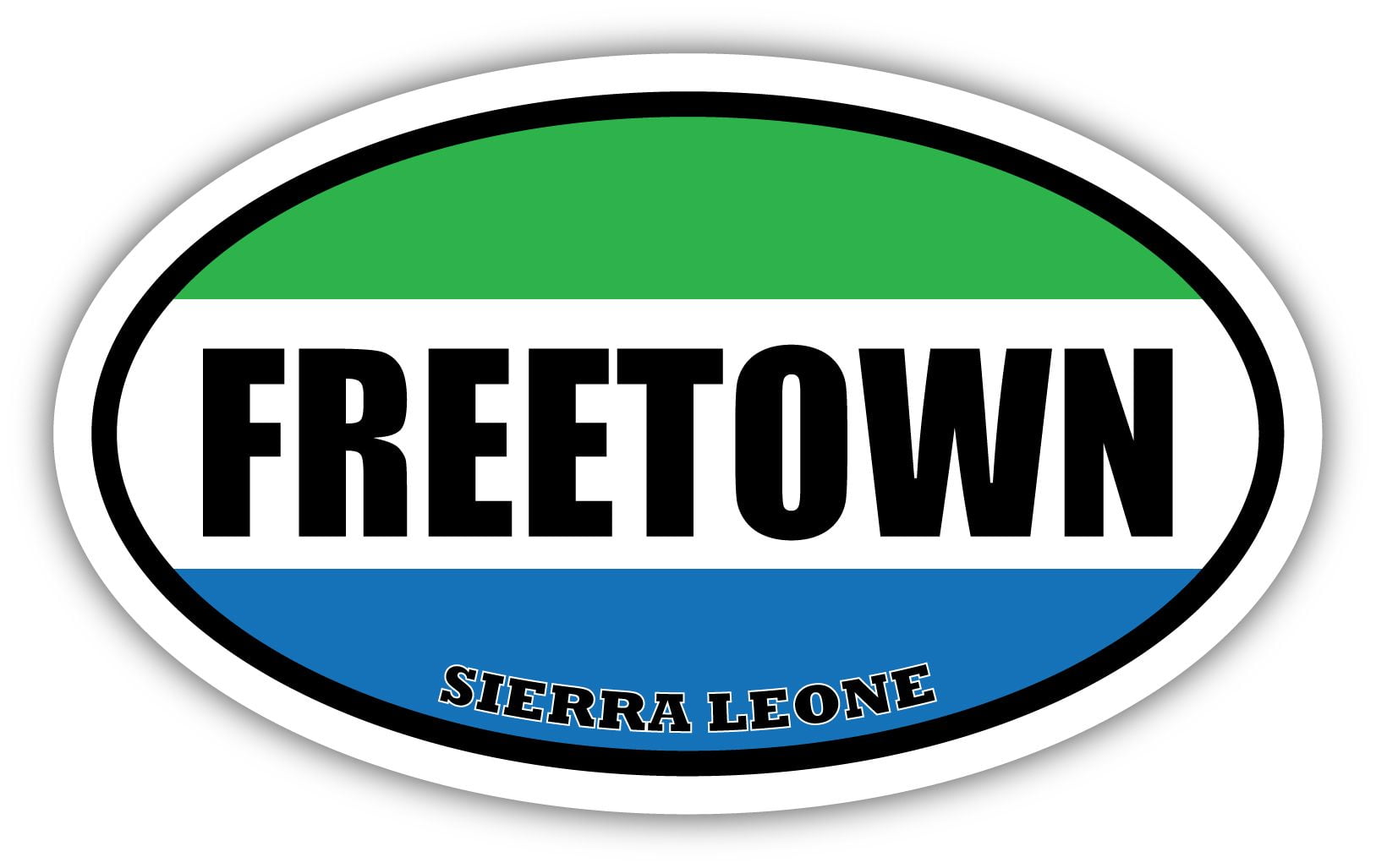 Freetown Sierra Leone Flag Oval Decal Vinyl Bumper Sticker 3x5 inches ...