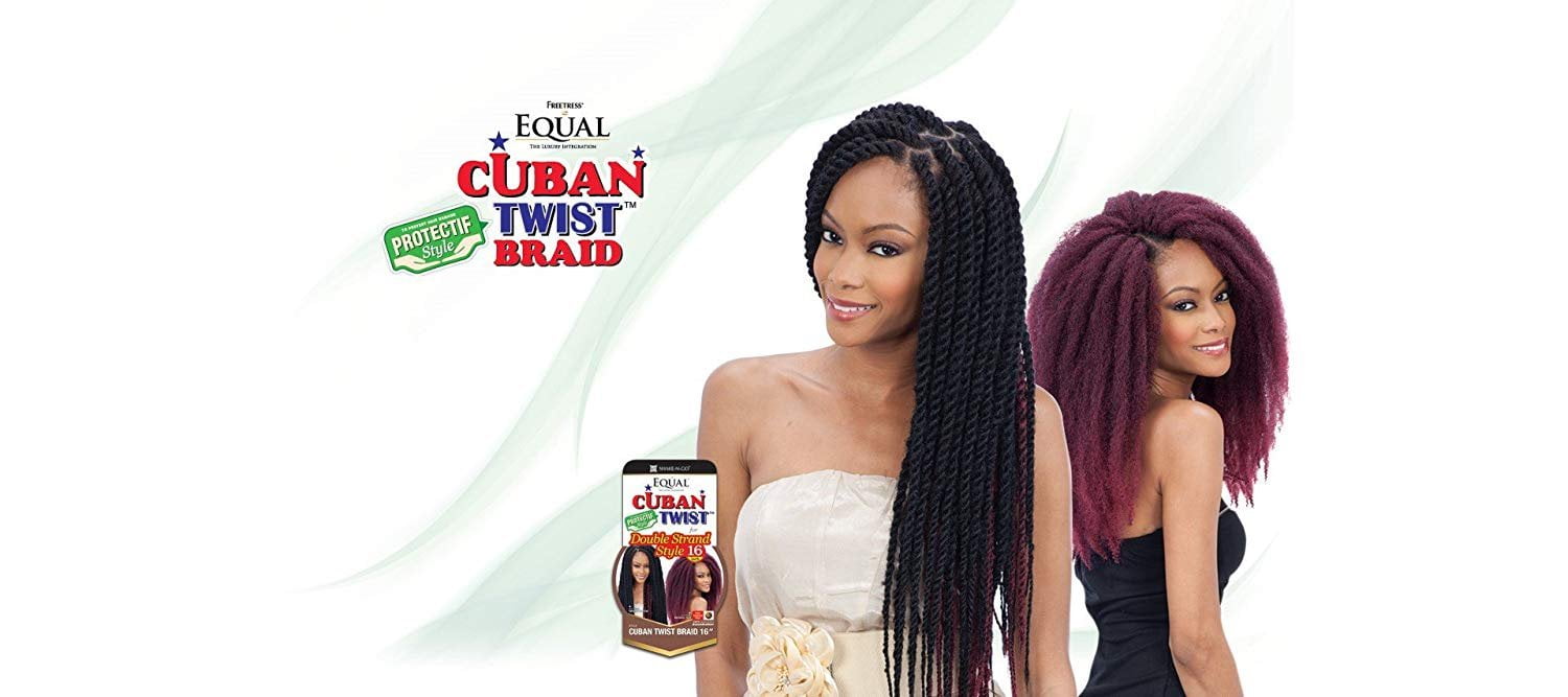 FreeTress Equal Cuban Twist Double Strand Style 16" Braiding Hair ...