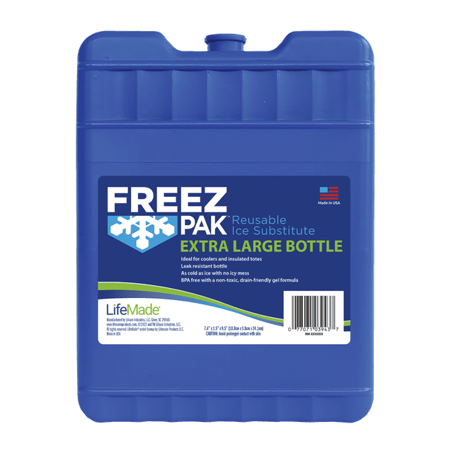 Freez Pak XL Ice Pack Ice Substitute, Bottle, Reusable 3.5lbs, Blue, 9. ...