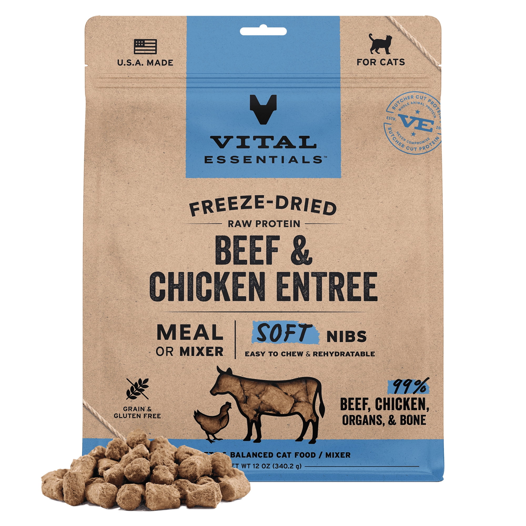 Vital Essentials Beef & Chicken Soft Nibs Meal or Mixer Freeze-Dried ...