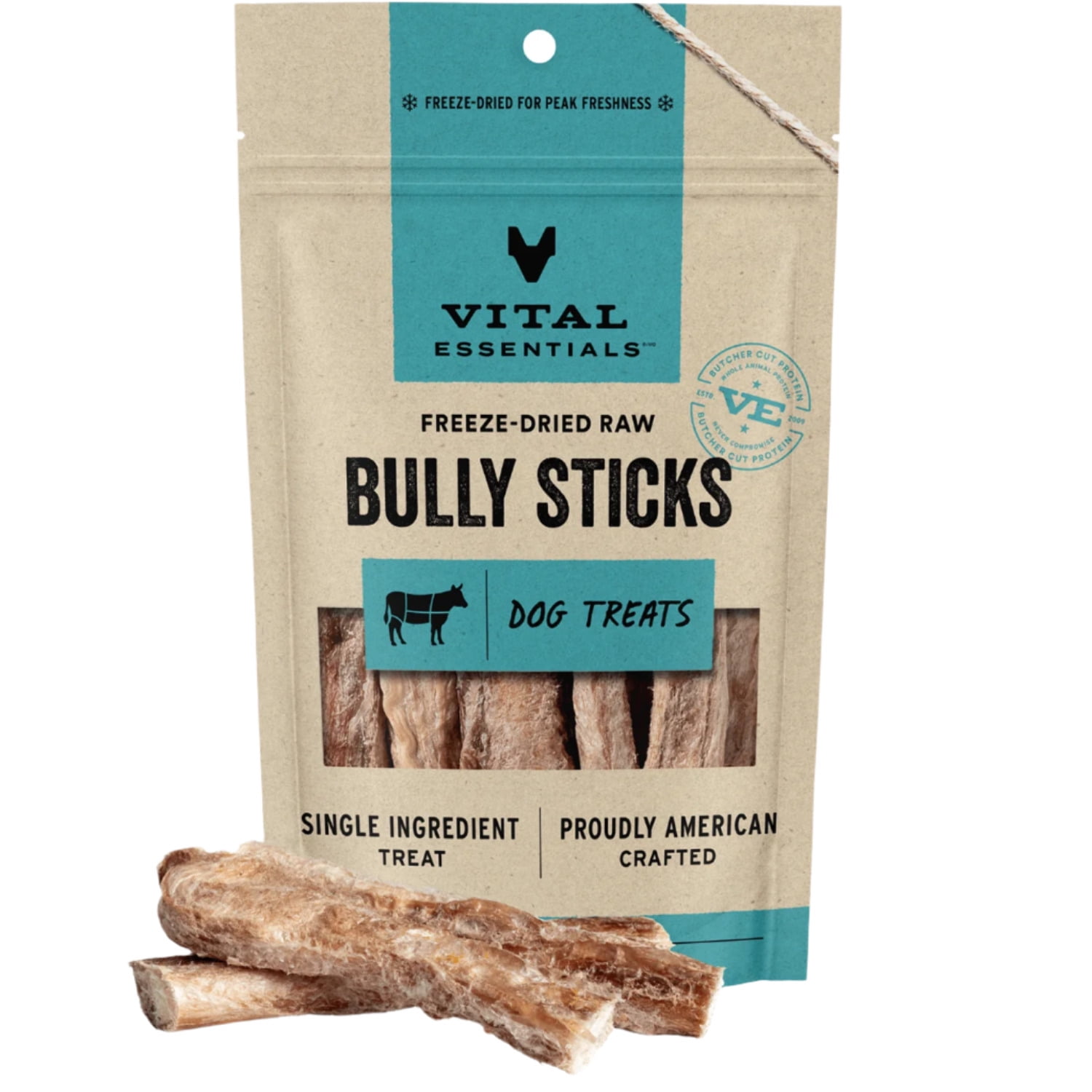 Vital Essentials Freeze-Dried Raw Single Ingredient Bully Sticks Treats ...