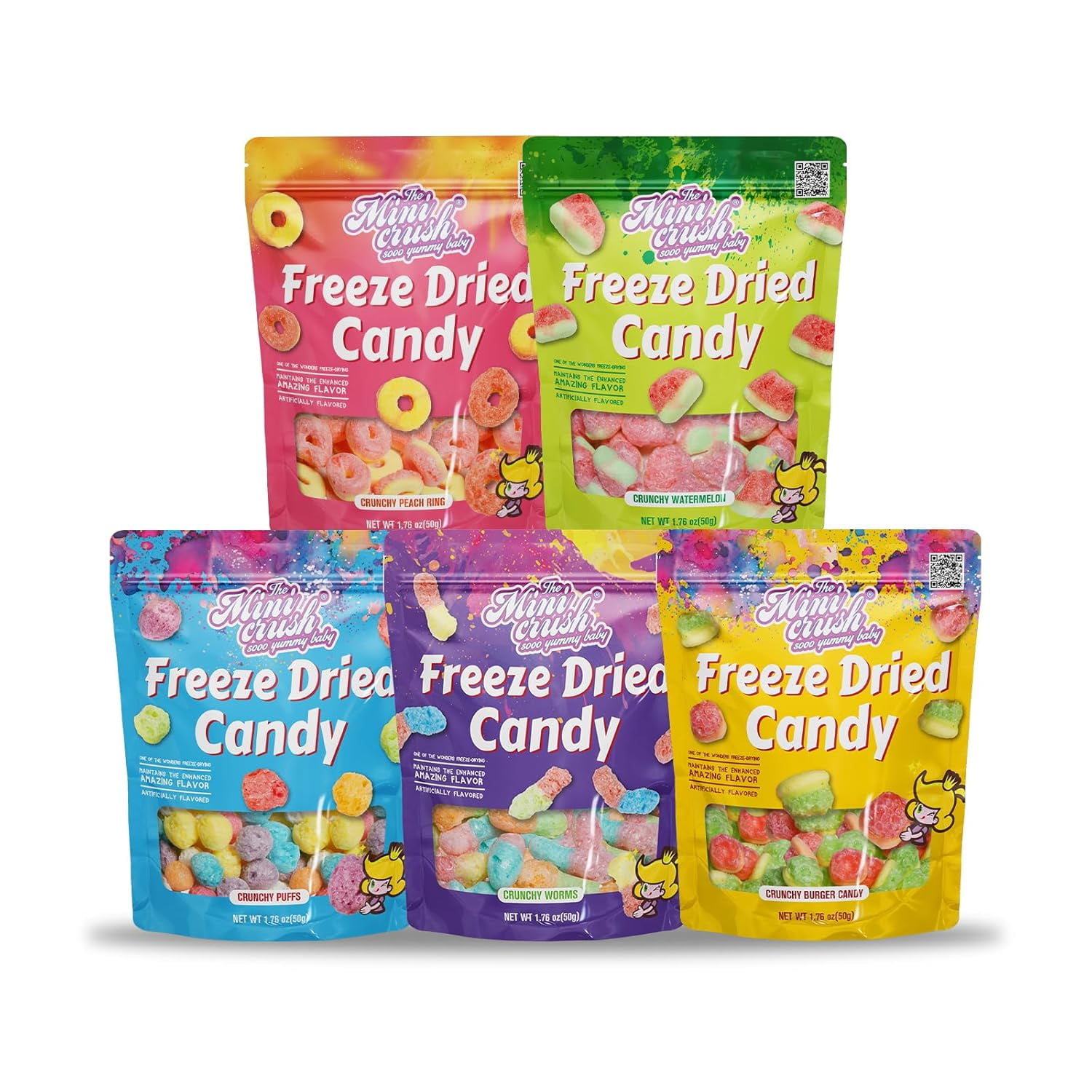 Freeze Dried Candy - 5 Flavors Variety Pack Crunchy Peach Rings ...