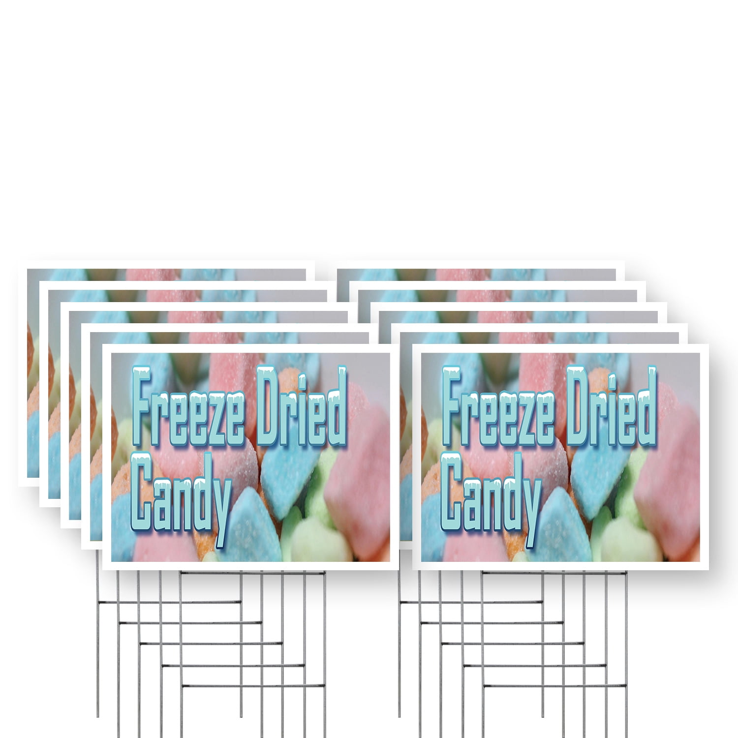 Freeze Dried Candy Yard Sign 10 Pack of 12 Inch x 16 Inch Double Sided ...