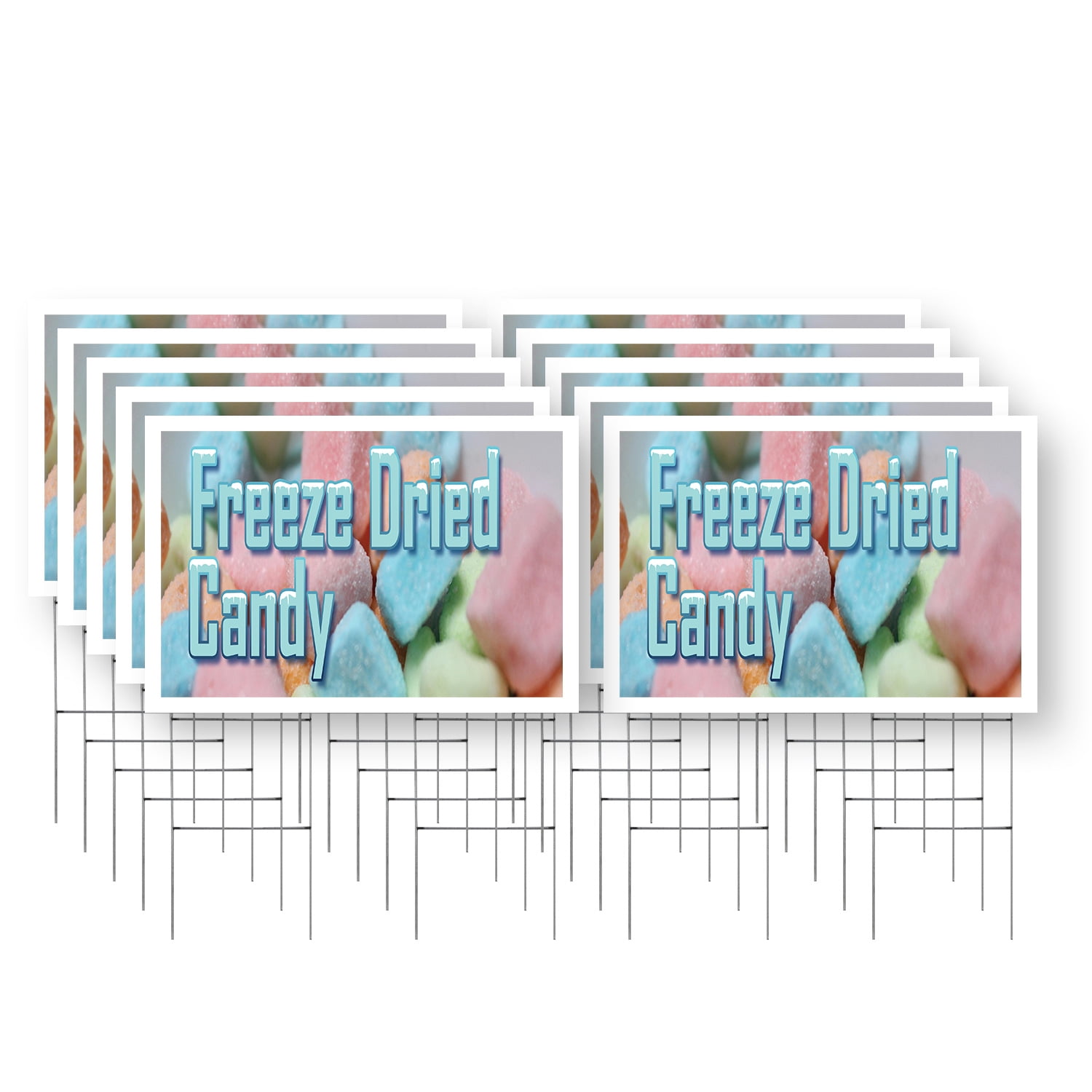 Freeze Dried Candy Yard Sign 10 Pack of 24 Inch x 36 Inch Double Sided ...