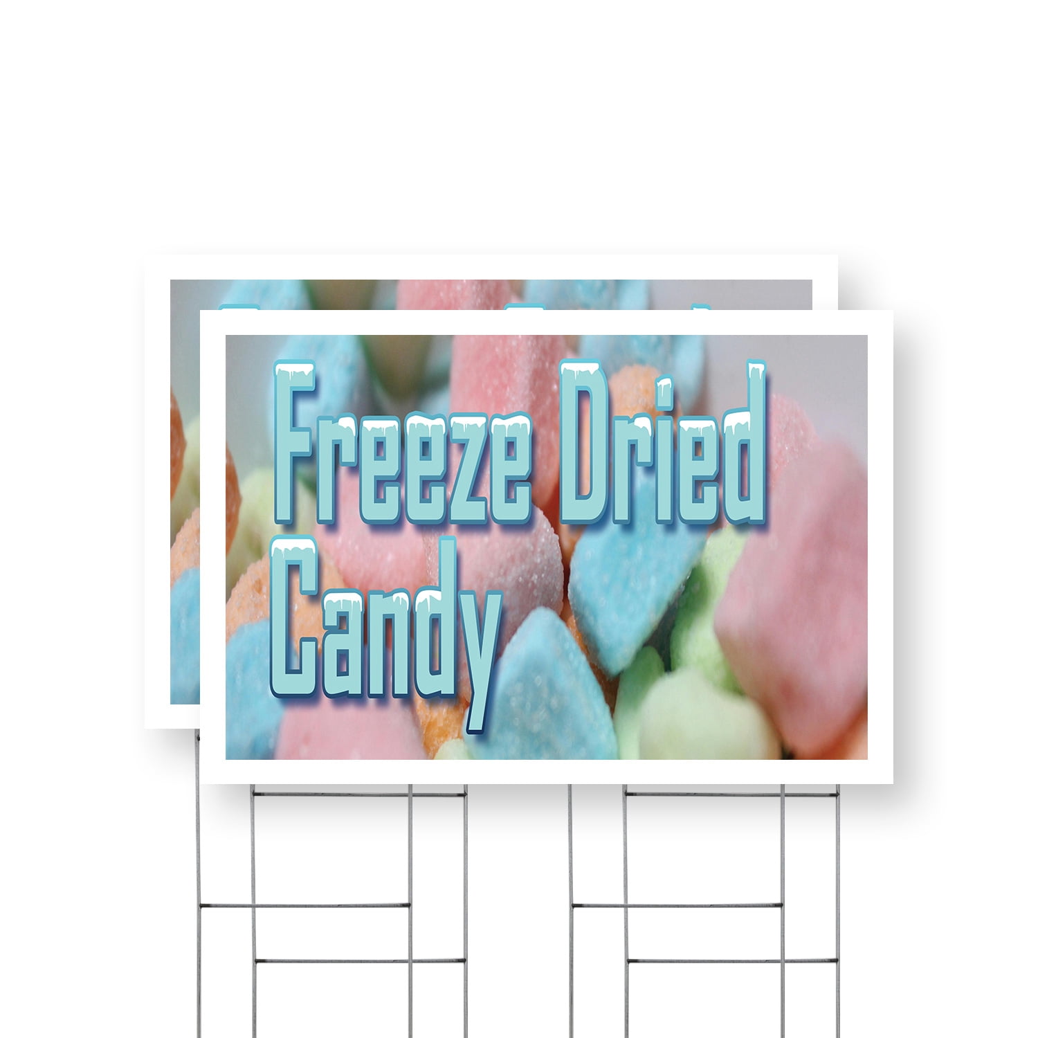 Freeze Dried Candy Yard Sign 2 Pack of 24 Inch x 36 Inch Single Sided ...