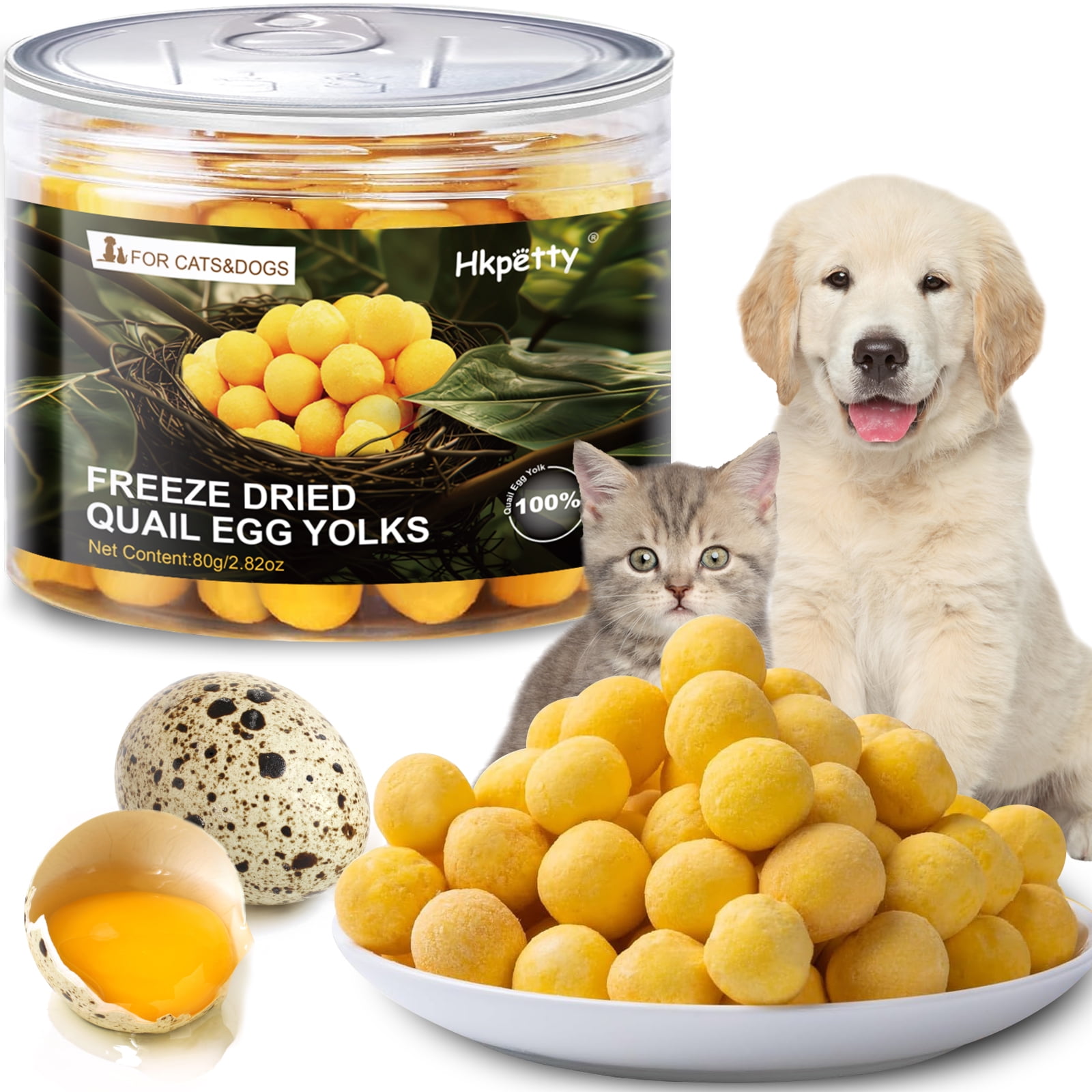 Havenfly Freeze Dried Quail Egg Yolk Treats for Cats Dogs Natural ...