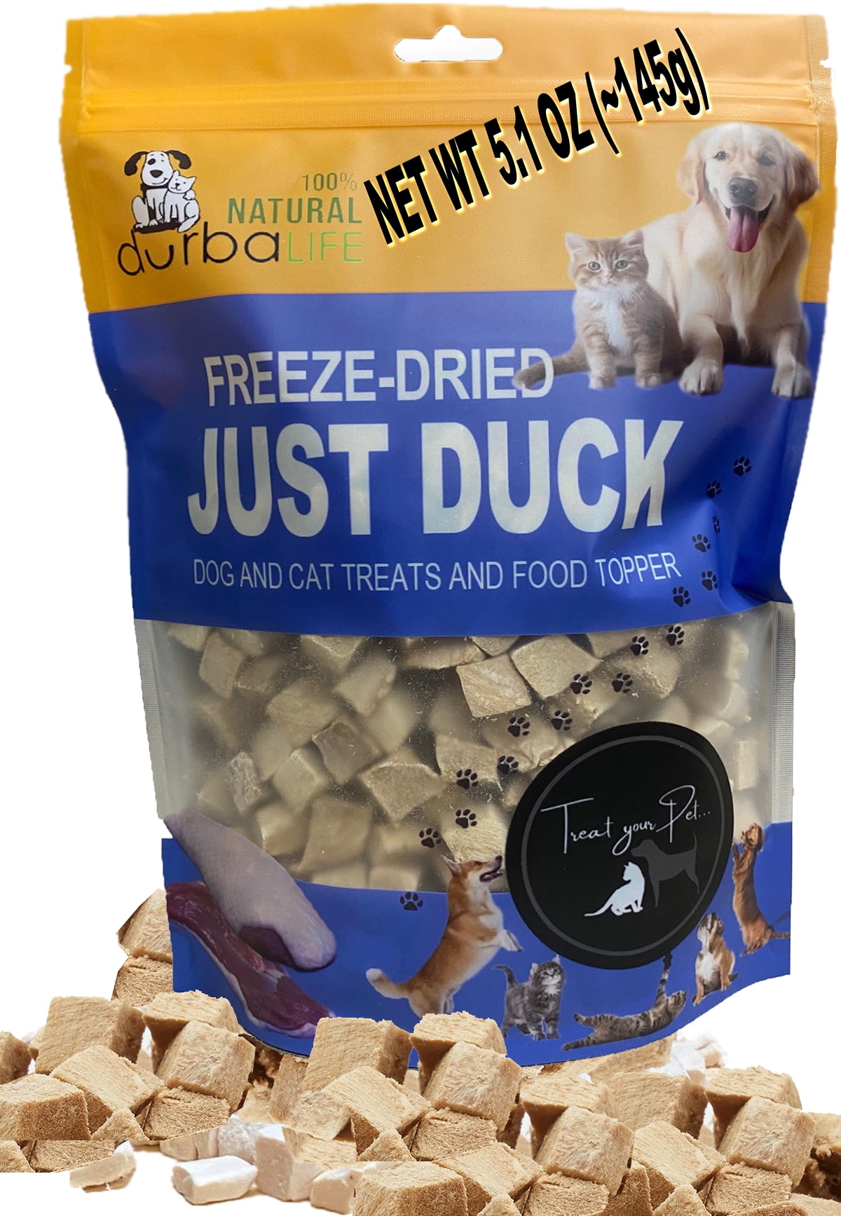 Freeze Dried Duck Cubes Dog and Cat Treats Food Topper 5.1oz (~145g ...