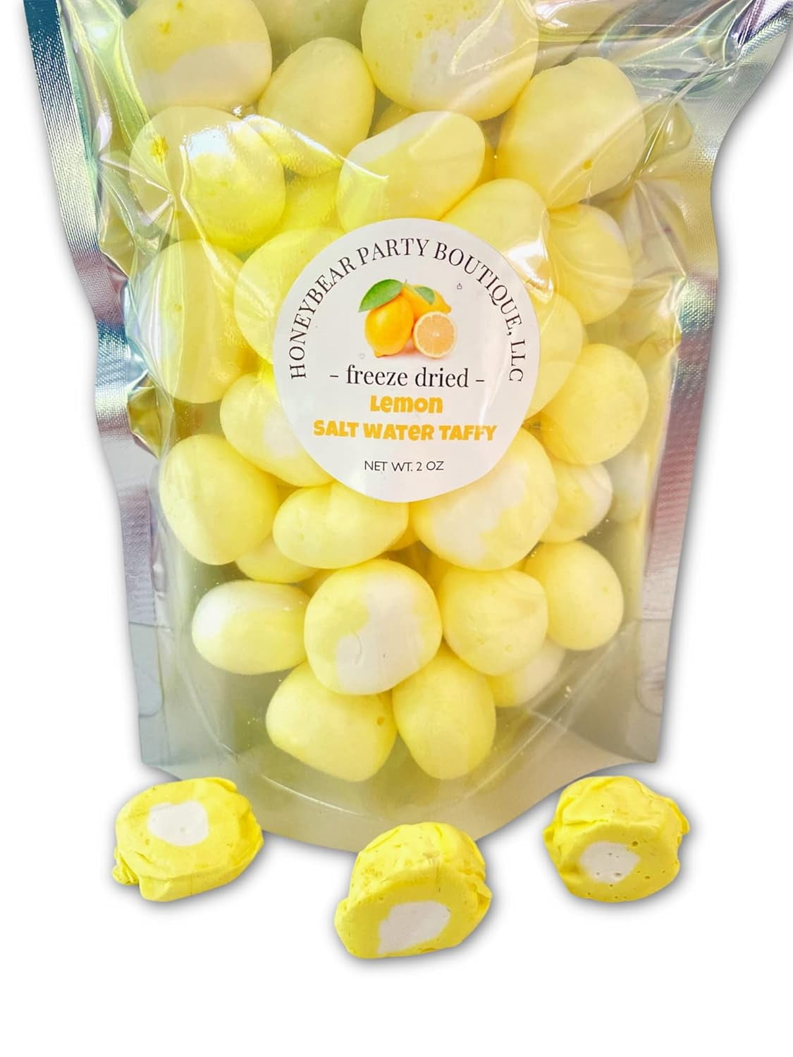 Freeze Dried Lemon Candy - Lemon Taffy - Salt Water Taffy (2 oz bag ...