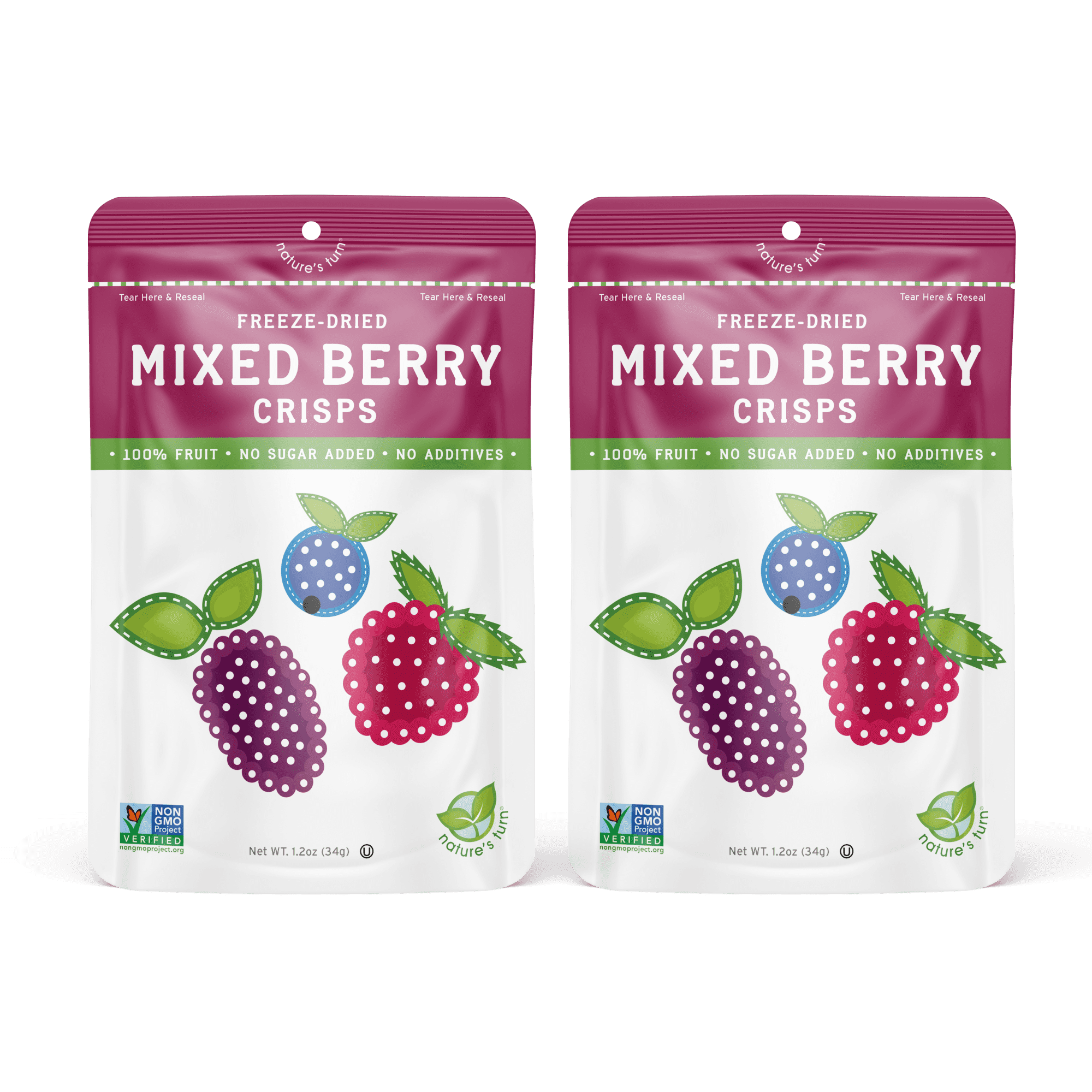 Nature’s Turn Freeze-Dried Fruit Snacks, Mixed Berry Crisps, Pack of 2 ...