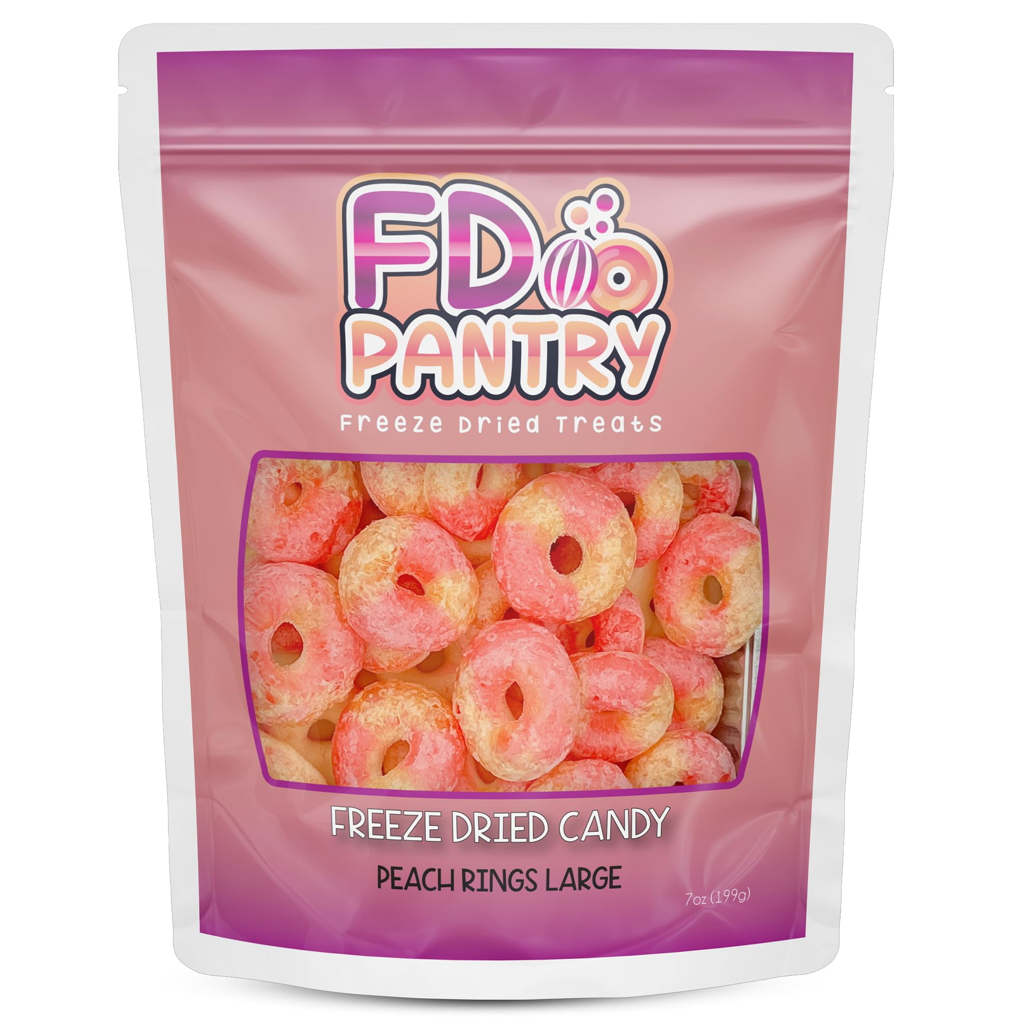 Freeze Dried Peach Rings XEF1 Candy - Crunchy & Sweet, Large 7 oz ...