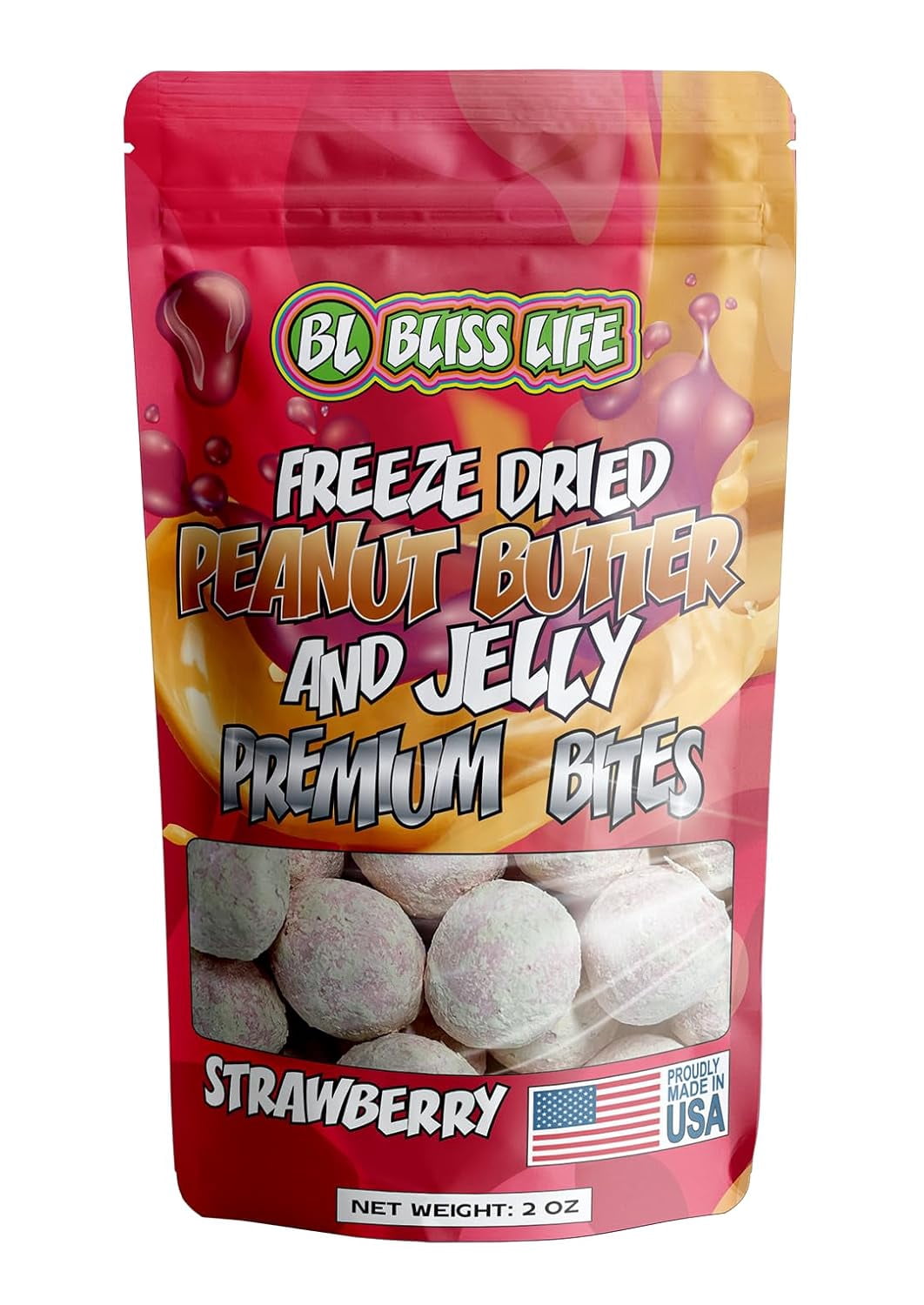 Freeze Dried Peanut Butter & Strawberry Jelly Fruit Candy, ASMR Crunchy ...