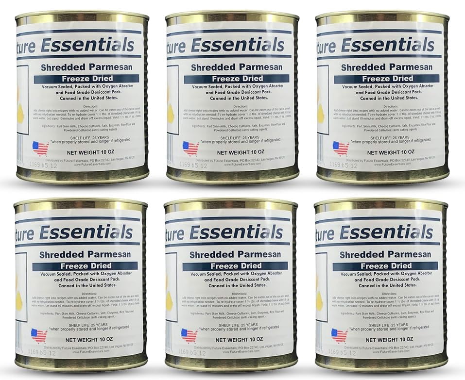 Freeze Dried Shredded Parmesan 1 Half-Case/6 Cans | Long Term Storage ...