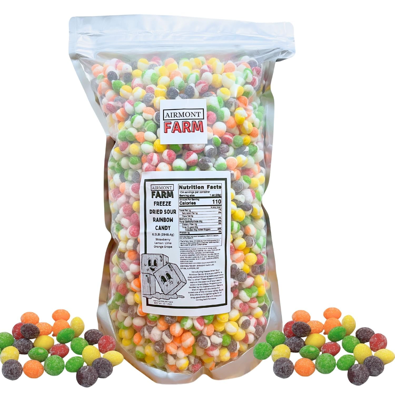 Freeze-Dried Sour Skittles Bulk Party Size 6.5lb Jumbo Giant Bag Sour ...
