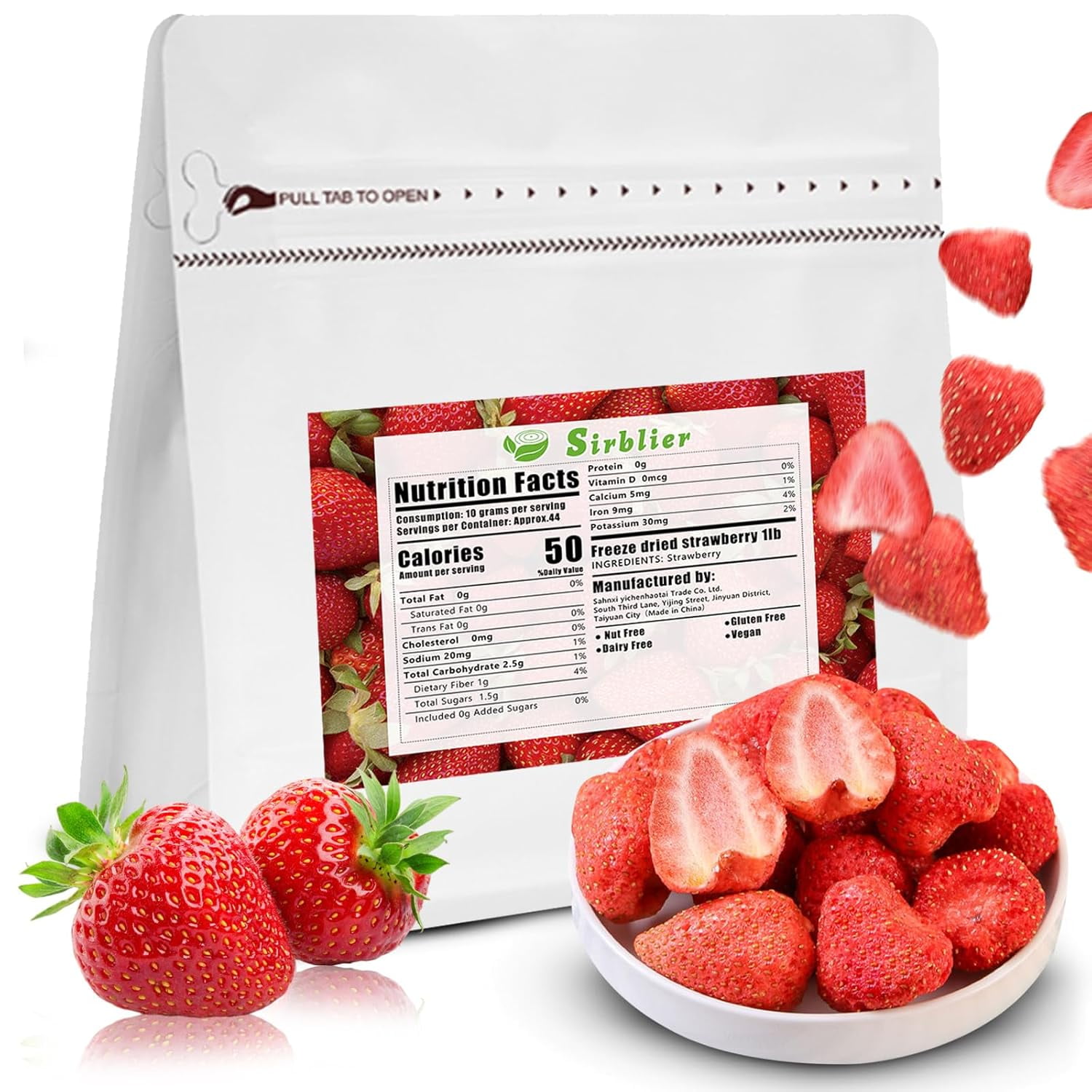 Freeze Dried Strawberries 1 LB Dehydrated Frozen Fruit Bulk No Sugar ...