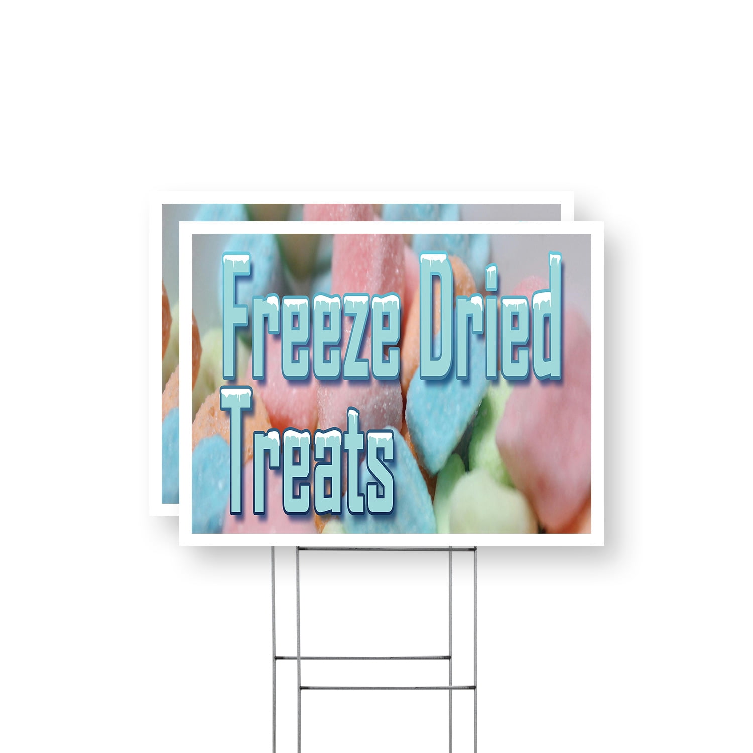 Freeze Dried Treats Yard Sign 2 Pack of 18 Inch x 24 Inch Double Sided ...