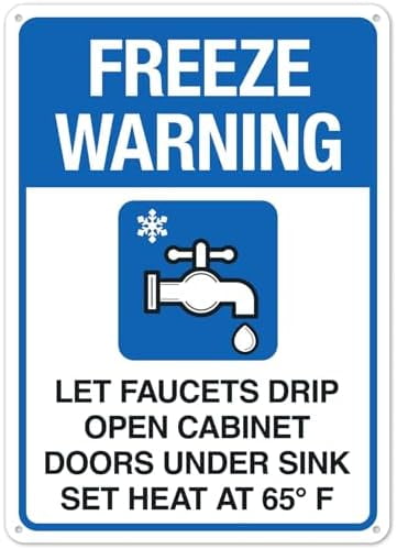 Freeze Warning - 8x12in Blue Aluminum & Tin Safety Signs - Wall/Door ...