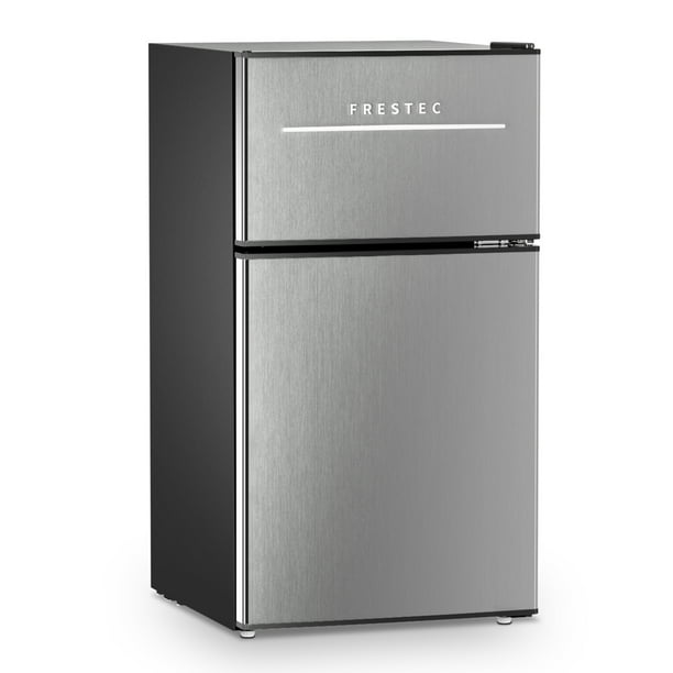 Freezer 3.2 Cu ft Two Door Mini Fridge with Freezer, Stainless Steel, E ...