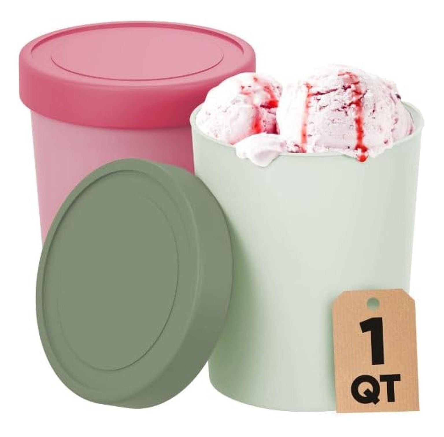 Freezer Containers 2-Pack - 1 Quart Food Storage Containers - Reusable ...