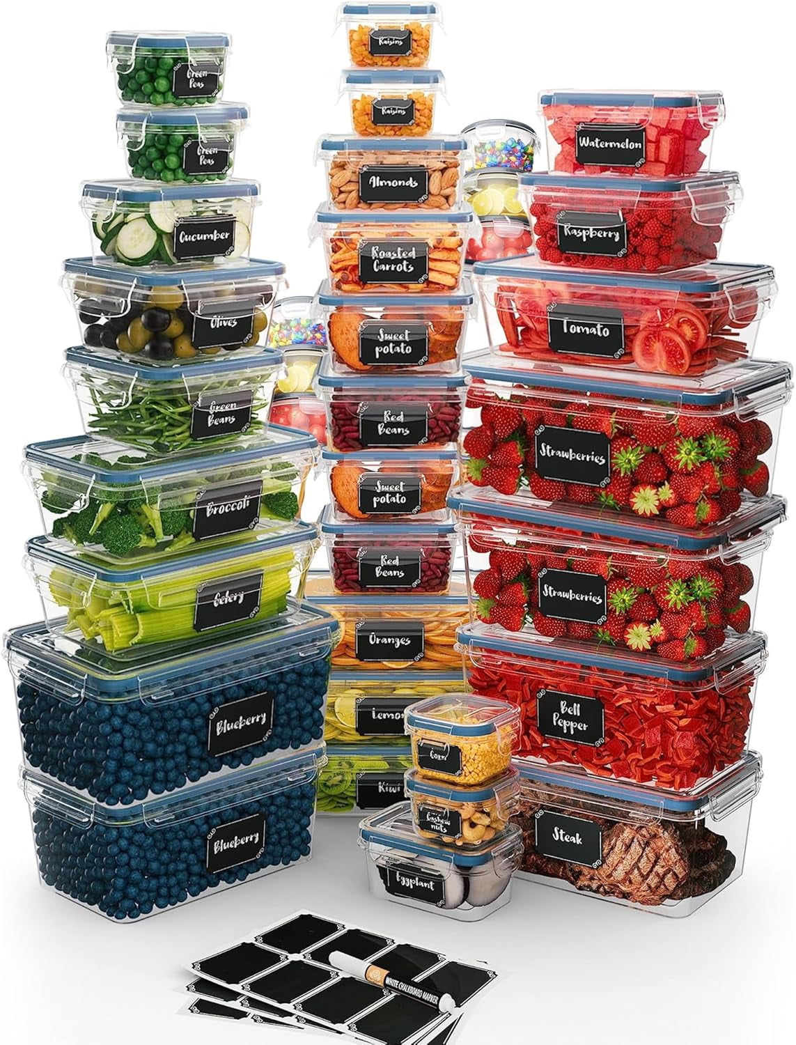 Freezer Containers for Food (72 Piece - 36 Pack) - Airtight Plastic ...