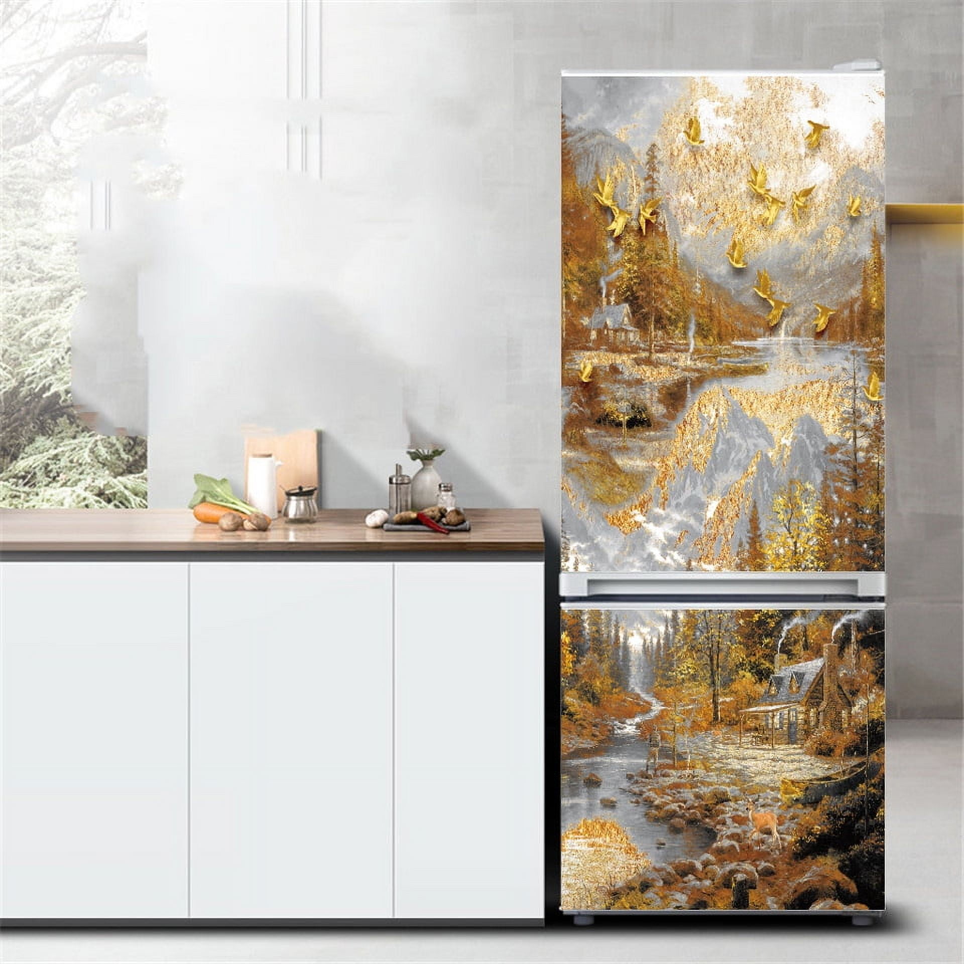 Freezer Door Decorative Sticker Renovation Waterproof Vinyl Adhesive ...