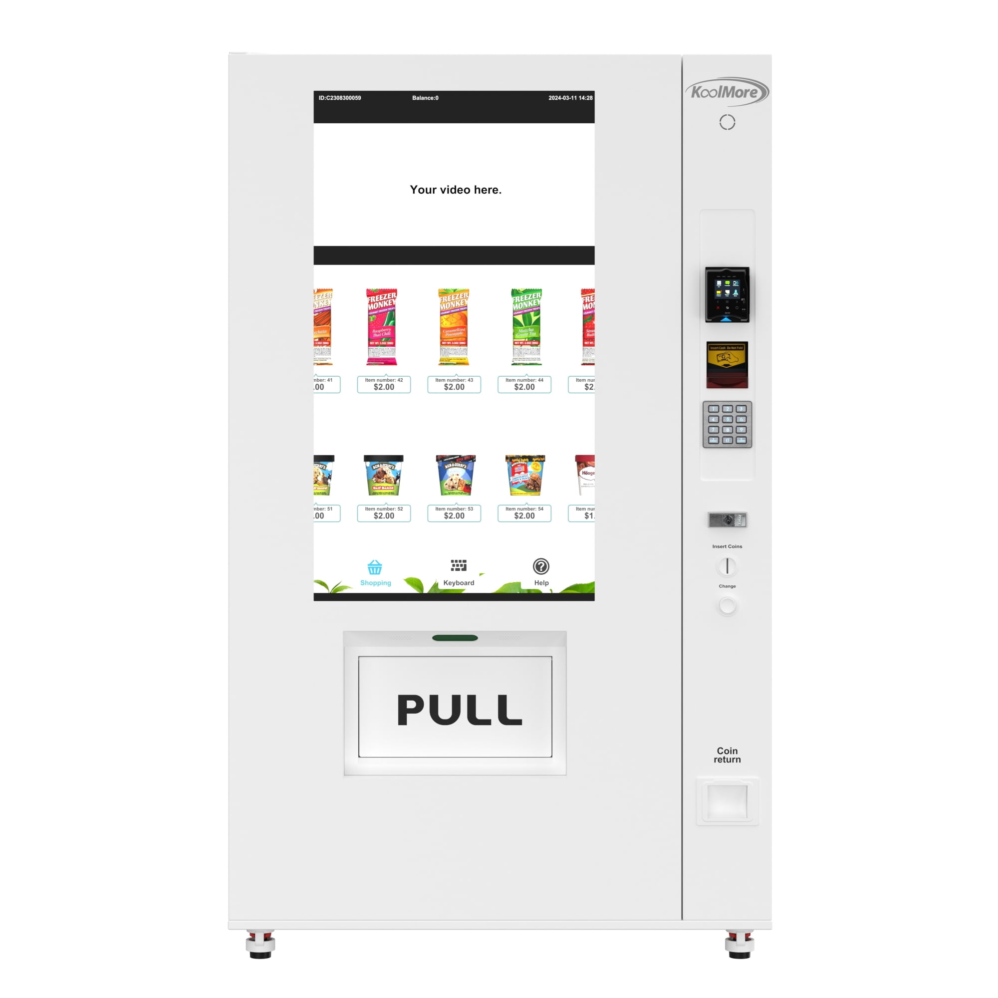 Freezer Ice Cream Vending Machine In White With 44 Slots Featuring ...
