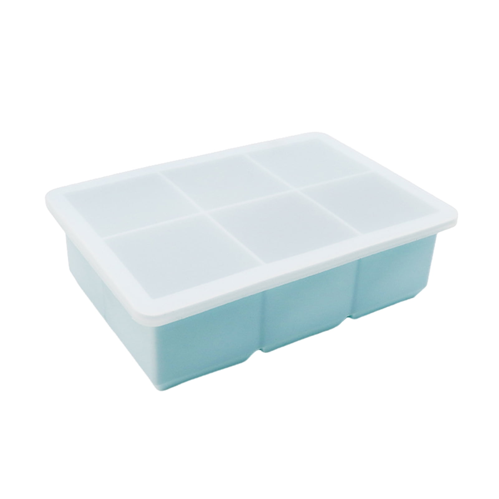 Freezer Ice Tray 6 Deep Grids Thick Leakproof with Transparent Lid Food ...