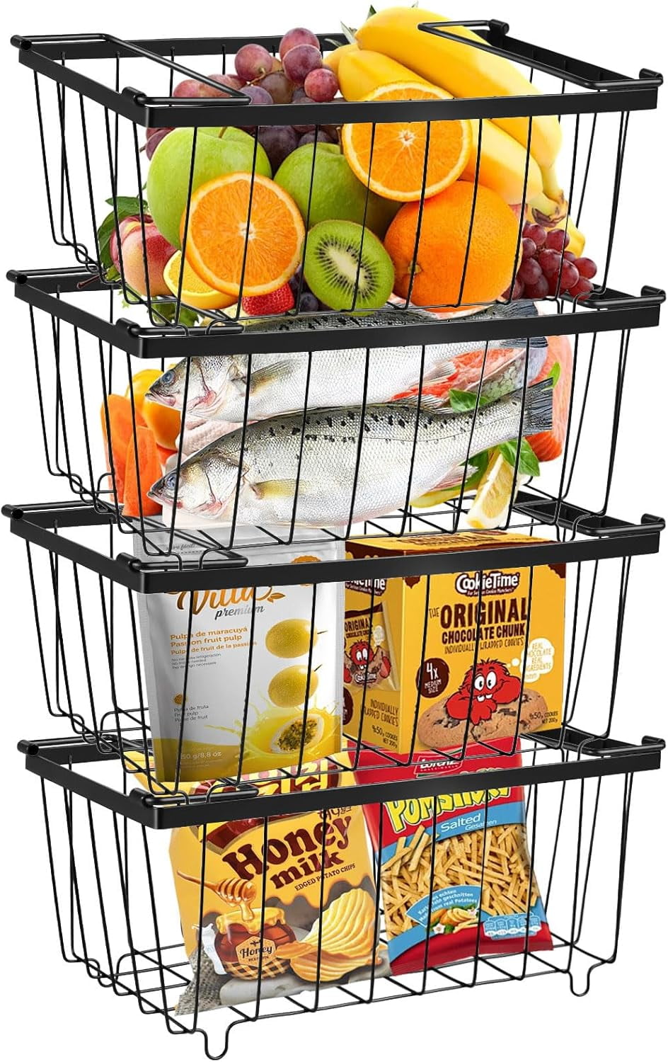 Freezer Organizer Bins(14.3*6.3*6.1),Deep Freezer Organizer Bins with ...