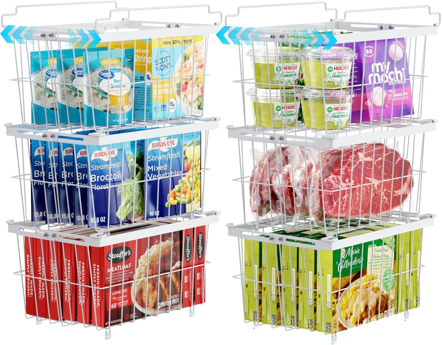 Freezer Organizer Bins - 3 Pack Adjustable Wider & Deeper Chest Freezer ...