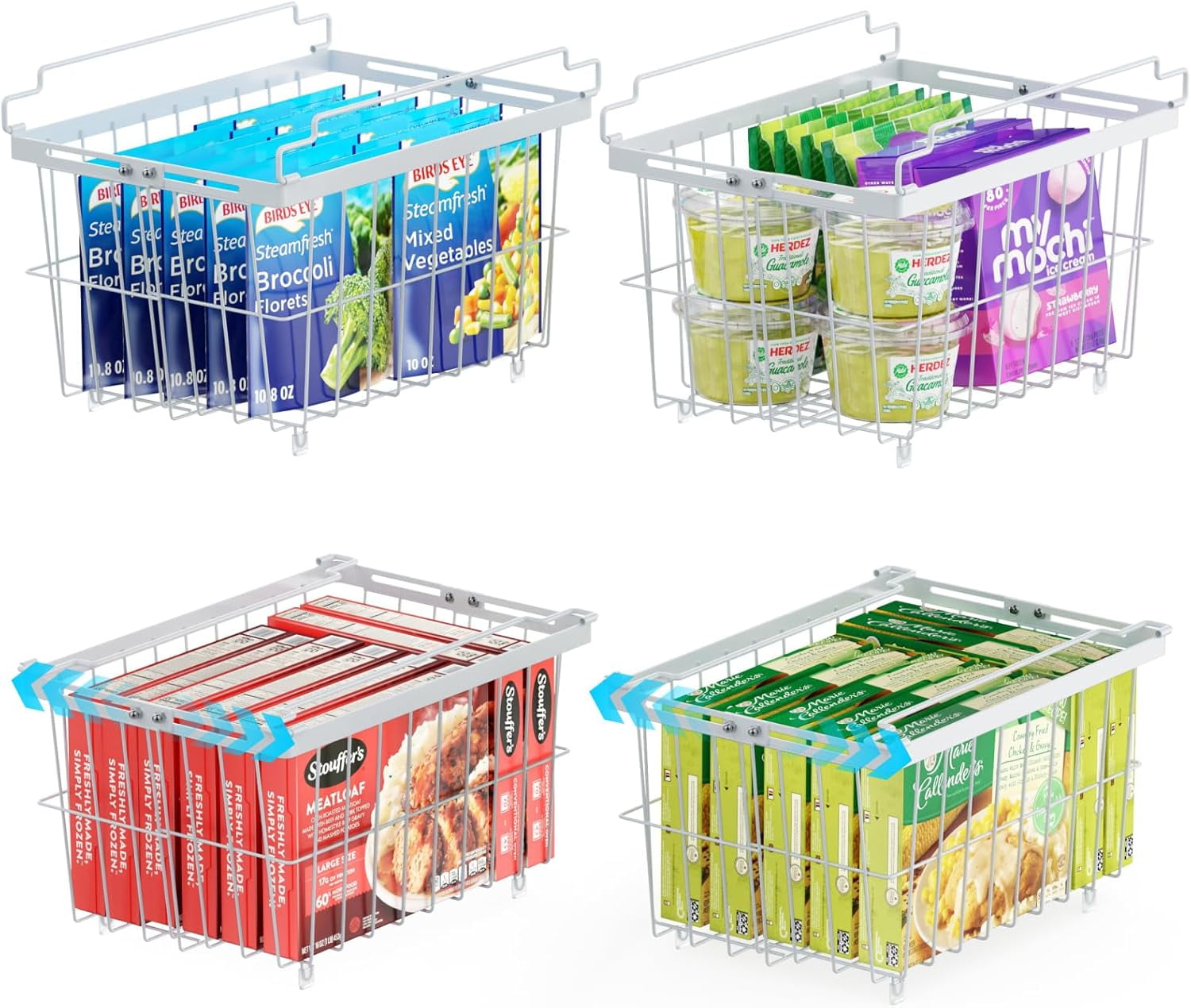 Freezer Organizer Bins - 4 Pack Adjustable & Extra Large Chest Freezer ...