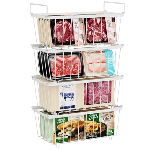 Freezer Organizer Bins - 4 Pack Small Stackable Deep Freezer Organizer ...
