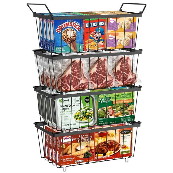 Freezer Organizer Bins, 4 Pack Stackable Chest Freezer Organizer for 5-7 Cu.ft Deep Chest ...