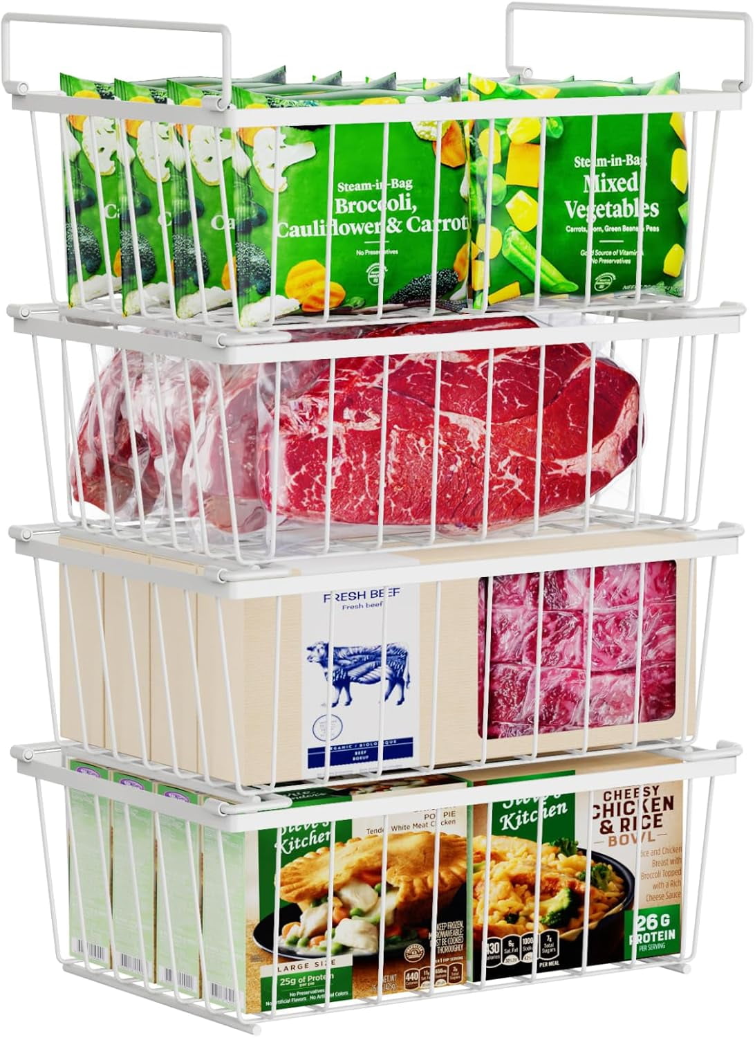 Freezer Organizer Bins - 4 Pack Stackable Chest Freezer Organizer for 5 ...