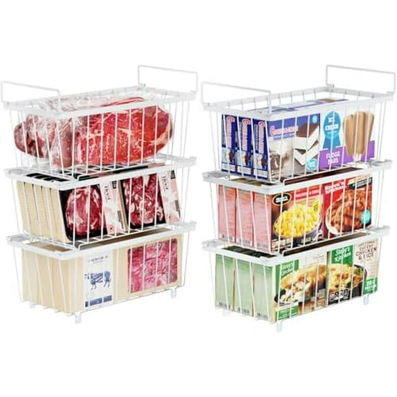 Freezer Organizer Bins - 6 Pack Small Stackable Deep Freezer Organizer ...