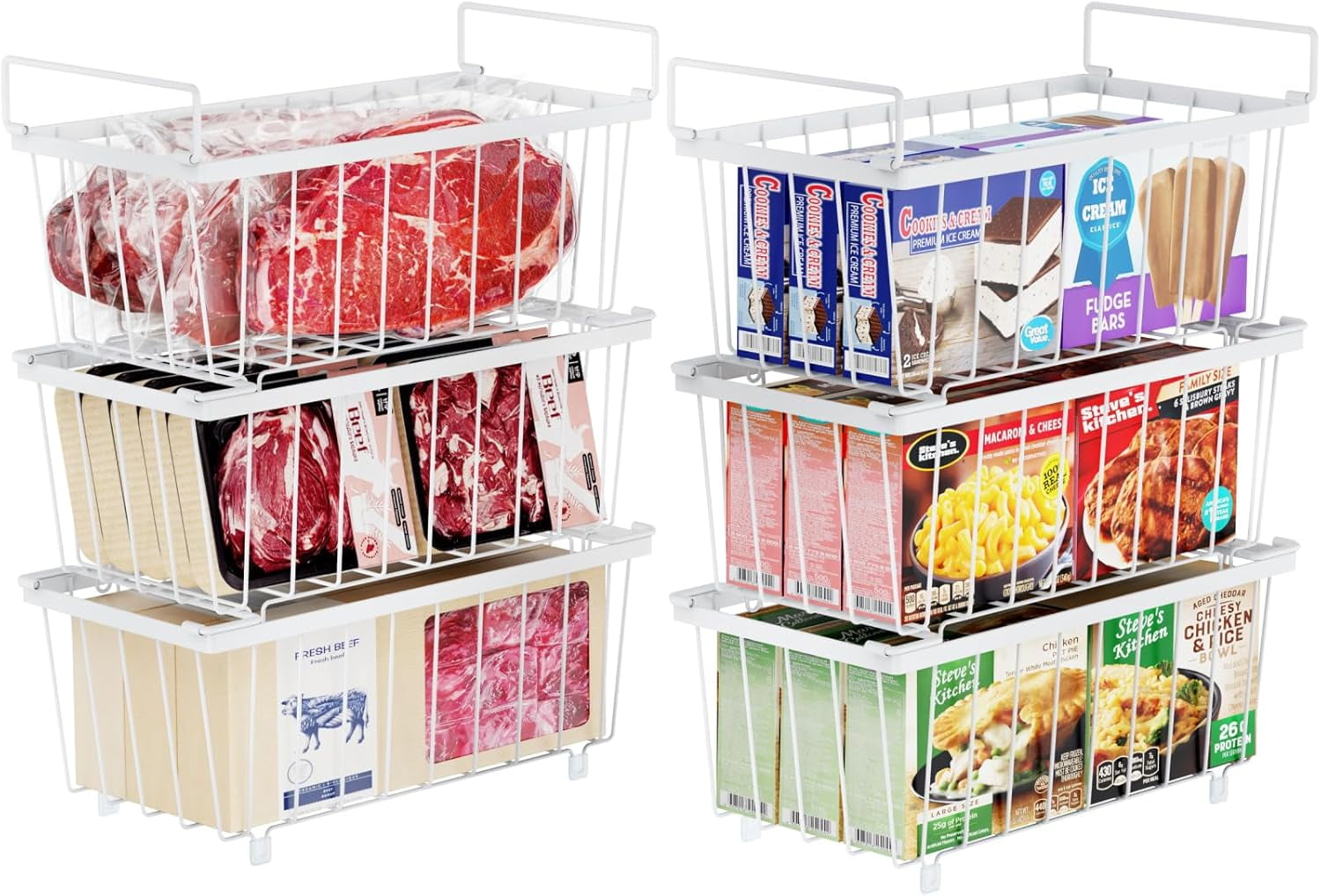 Freezer Organizer Bins - 6 Pack Small Stackable Deep Freezer Organizer ...