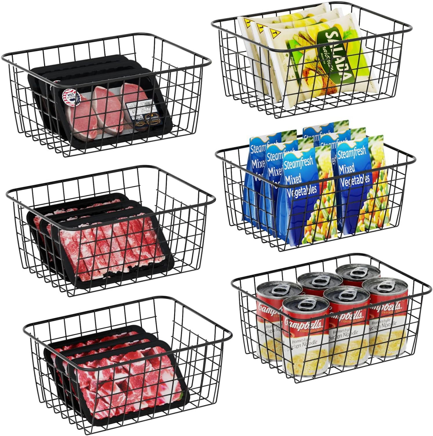 Freezer Organizer Bins - 6 Pack Small Stand Up Freezer Baskets for 13 ...