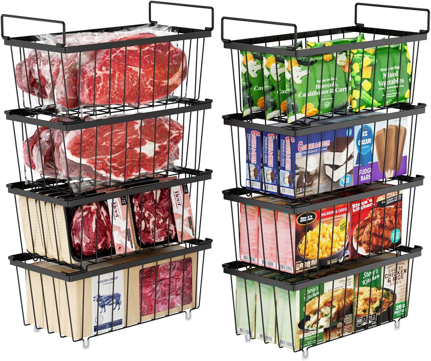 Freezer Organizer Bins - 8 Pack Small Stackable Deep Freezer Organizer ...