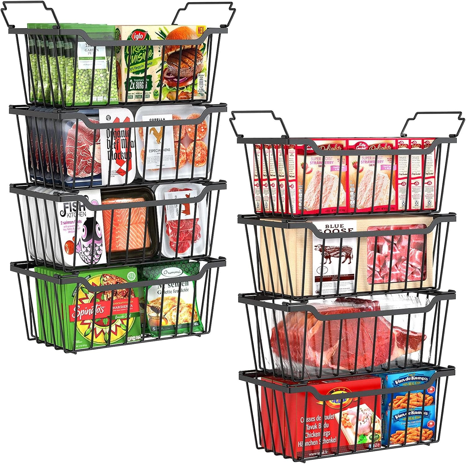 Freezer Organizer Bins, 8 Pack Stackable Chest Freezer Organizer for 5 ...