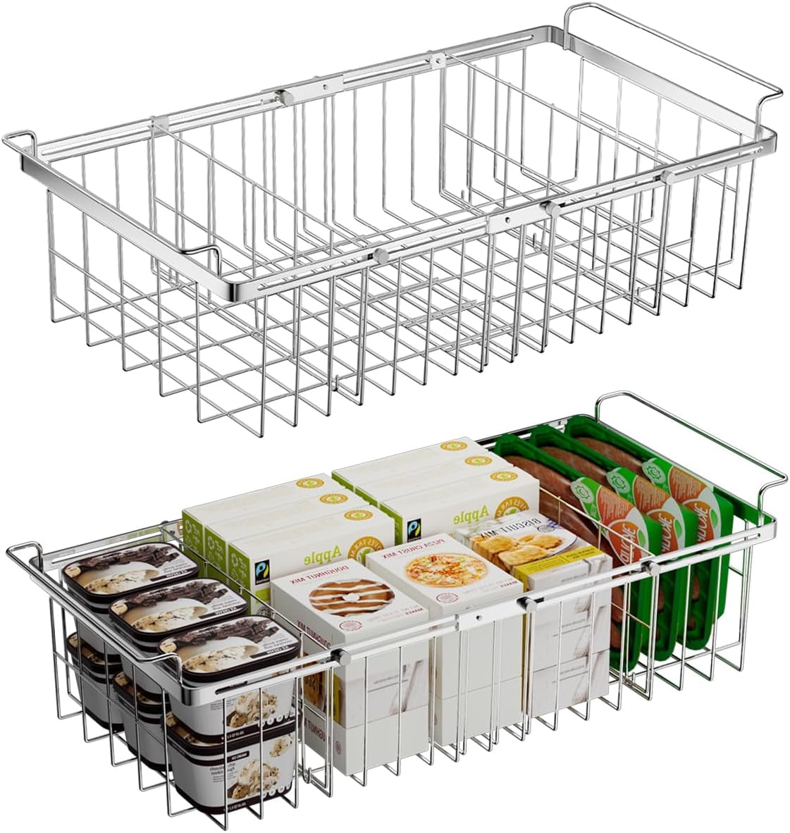 Freezer Organizer Bins Expandable Freezer Baskets for Chest Freezer ...