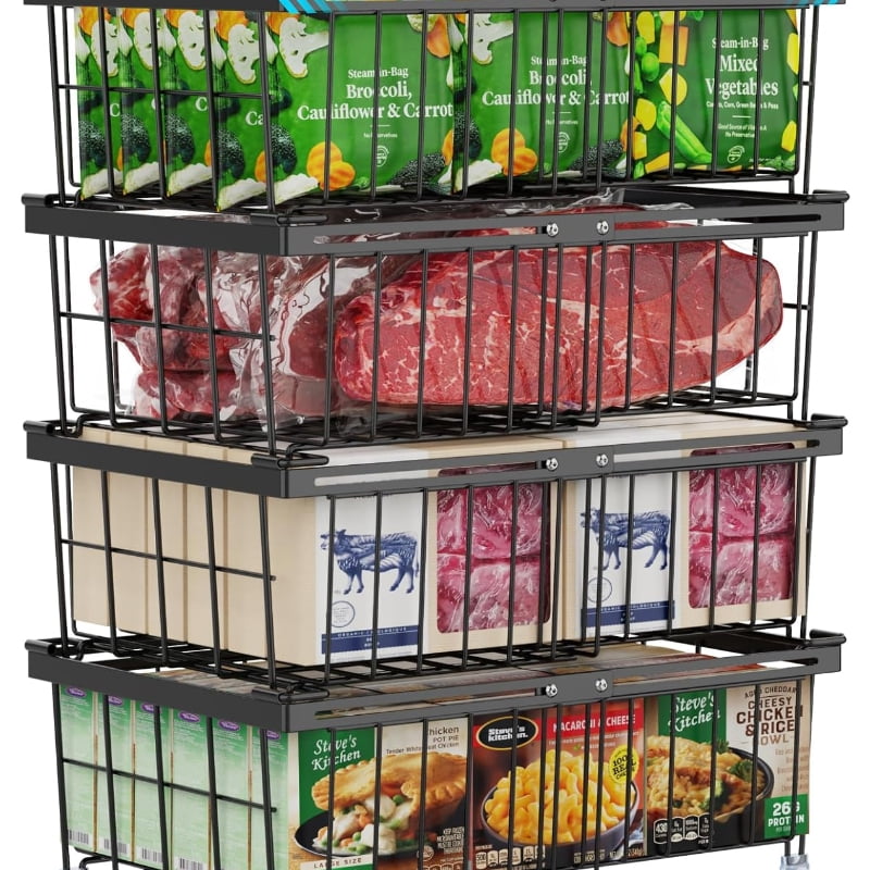 Freezer Organizer Bins - Fit 10 to 20 Cu.FT Deep Freezer, 4 Pack Large ...