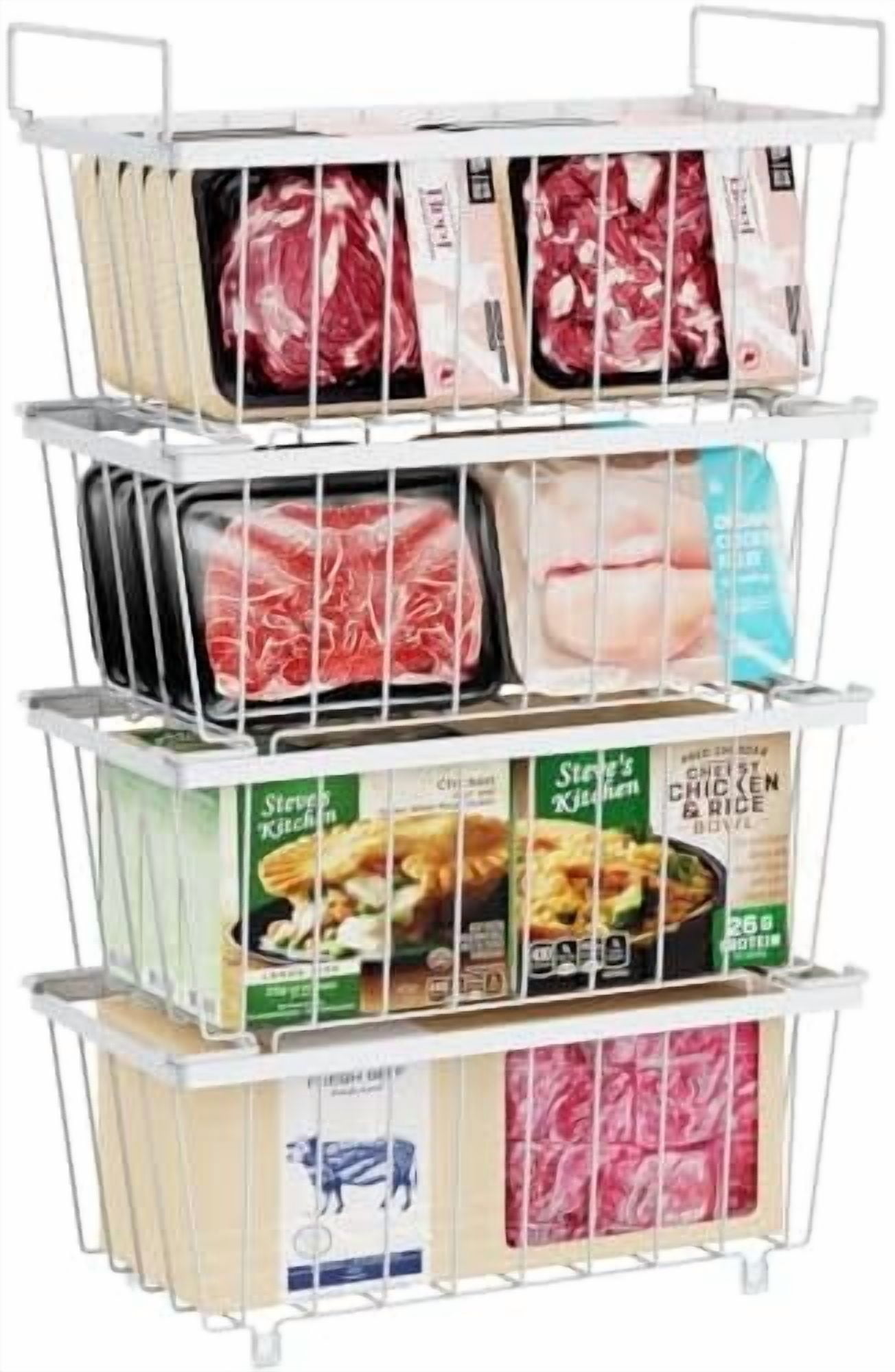 Freezer Organizer Bins - Fits 7 Cu.Ft Chest Freezer, 4 Pack Stackable ...
