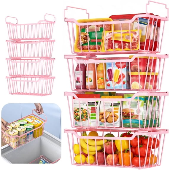 Freezer Organizer Bins with Foldable Handle, 8 Pack Stackable Freezer ...