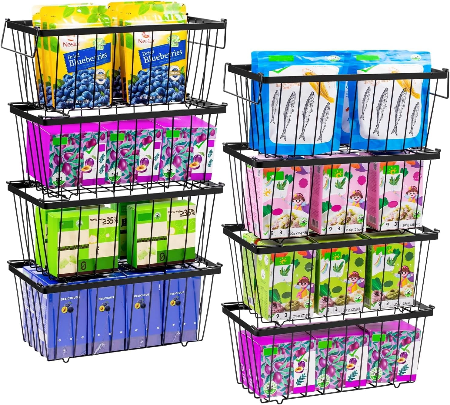 Freezer Organizer Bins With Side Handle -8 Pack Stackable Chest Freezer ...