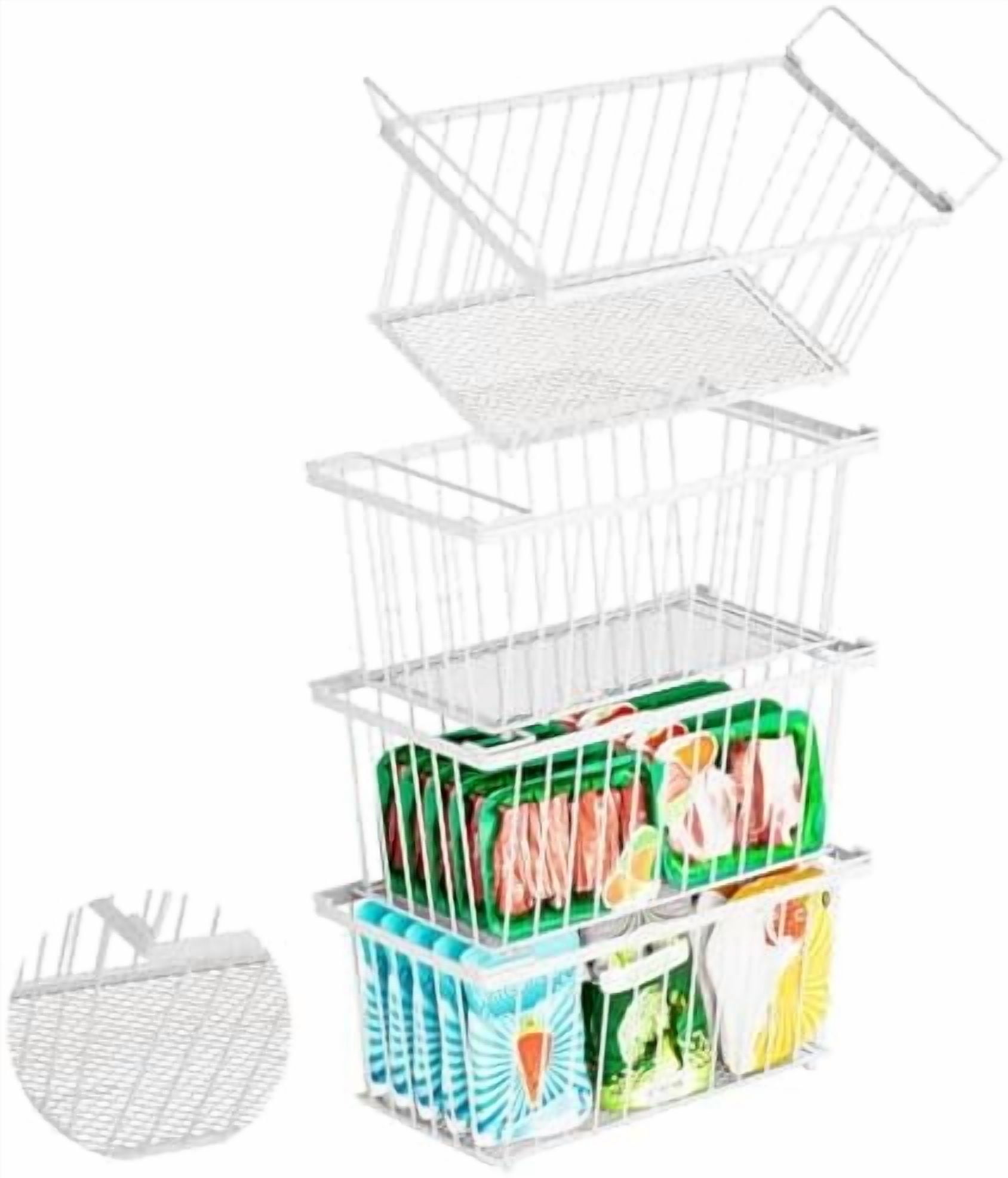 Freezer Organizer Bins ，Upgraded Bottom Leak-Proof net，4 Pack ...